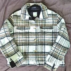 Joie | Jackets & Coats | Joie Plaid Jacket Lg In Brown And Cream Button ...